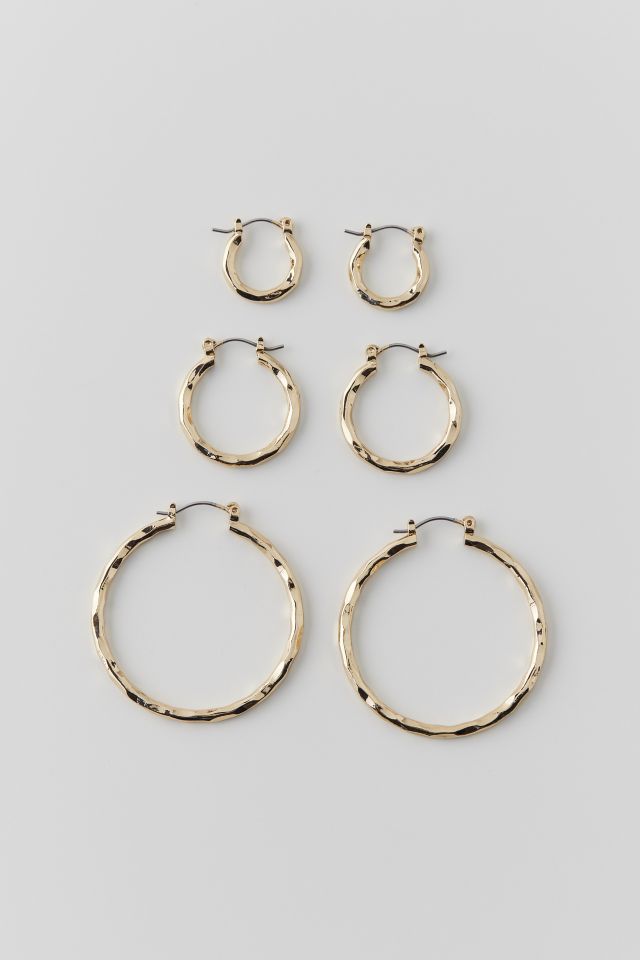 Hammered Hoop Earring Set in Silver Women s at Urban Outfitters