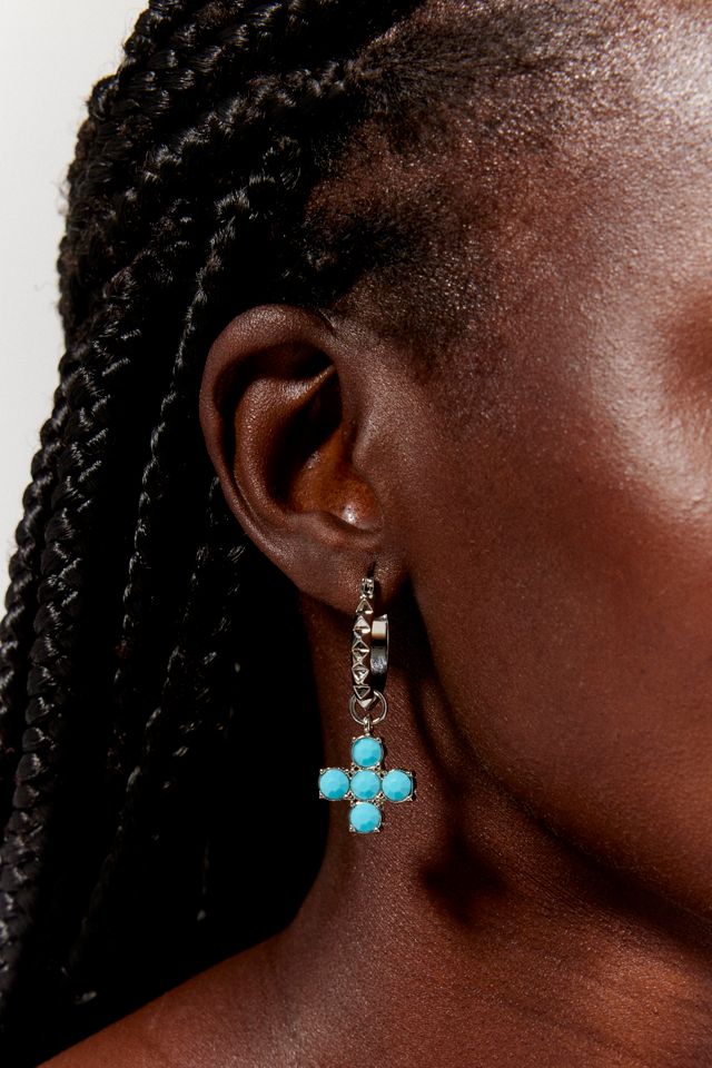 Silence + Noise Stone Cross Hoop Earring | Urban Outfitters
