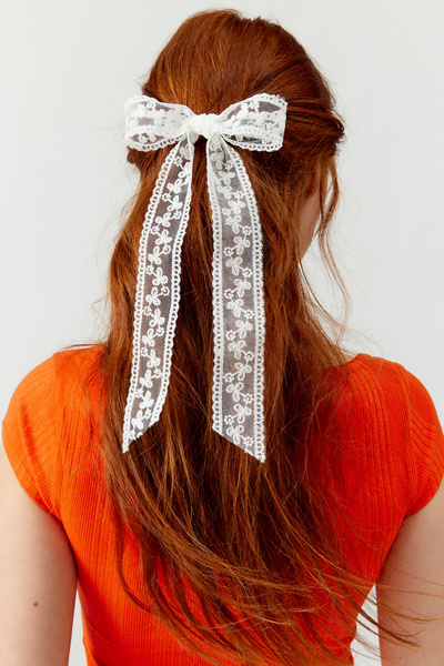 Floral Lace Hair Bow Barrette | Urban Outfitters