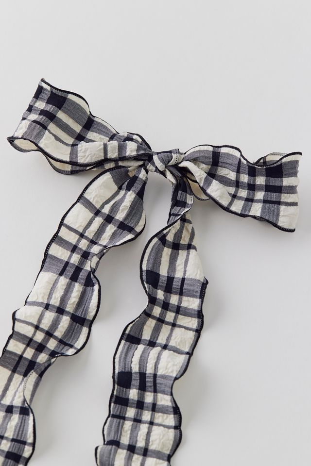 Wavy Ruffled Gingham Bow Barrette | Urban Outfitters