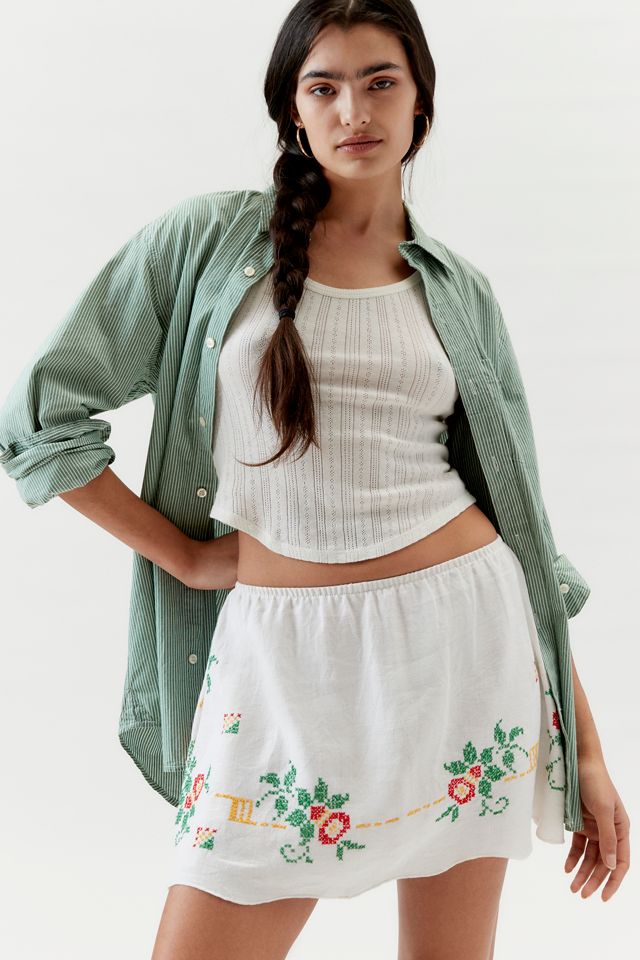 Urban Renewal Remade Embroidered Micro Mini Skirt | Urban Outfitters
