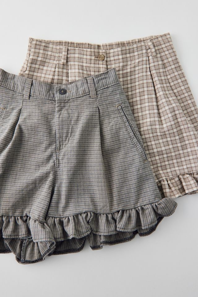 Urban Renewal Remade Checkered Ruffle Short | Urban Outfitters