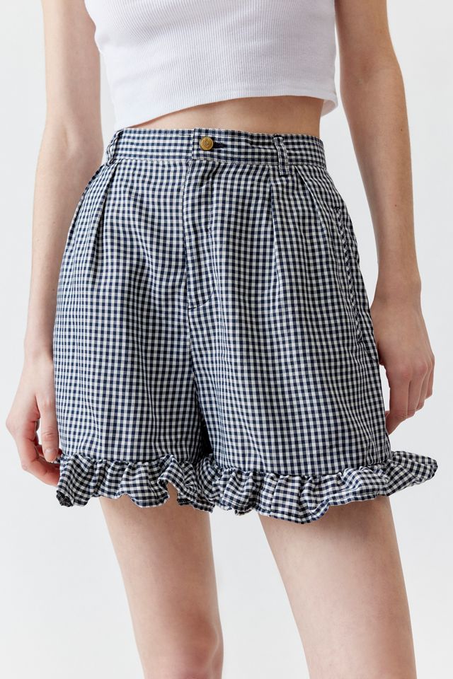 Urban Renewal Remade Checkered Ruffle Short | Urban Outfitters