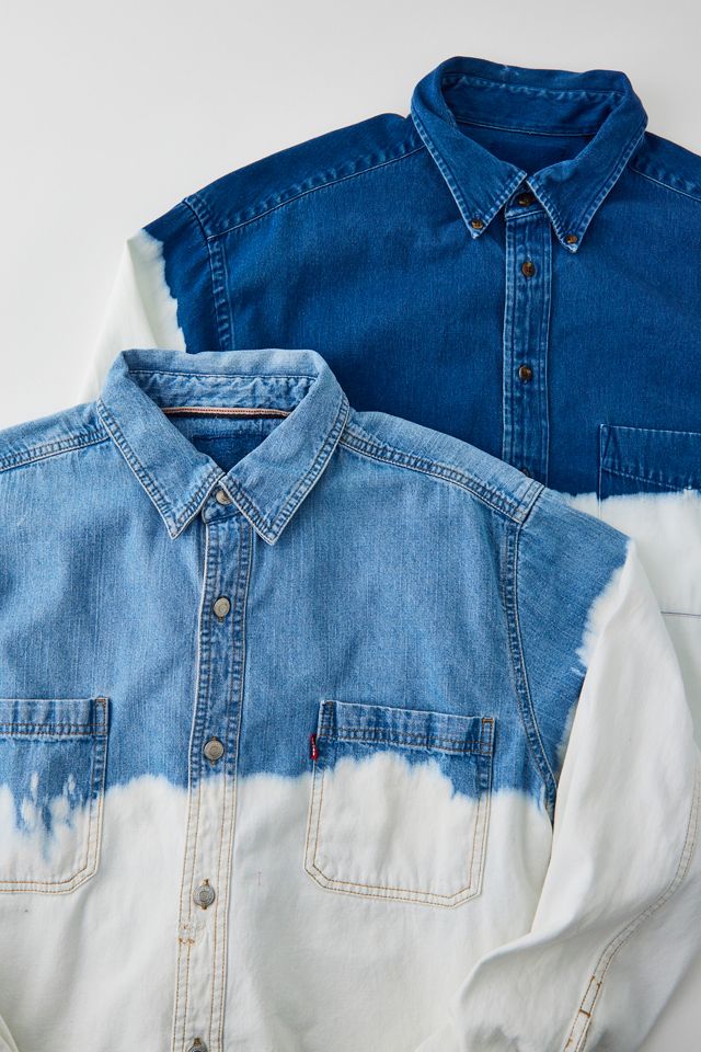 Urban Renewal Remade Bleach Dip Cropped Chambray Button-Down Shirt ...