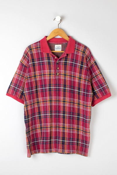 Vintage 90s Red Plaid Polo Shirt | Urban Outfitters