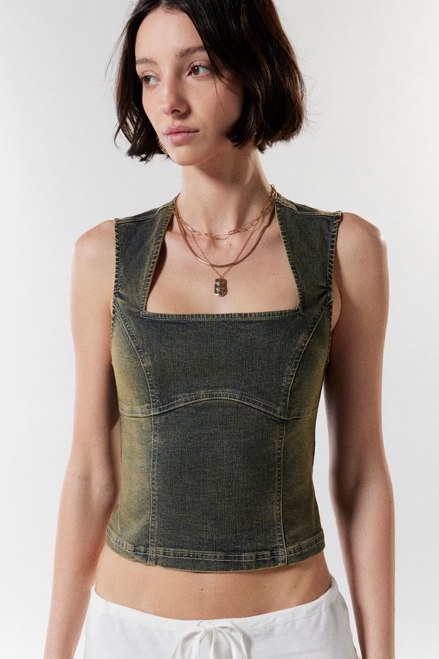 Silence + Noise Delilah Backless Denim Halter Top | Urban Outfitters