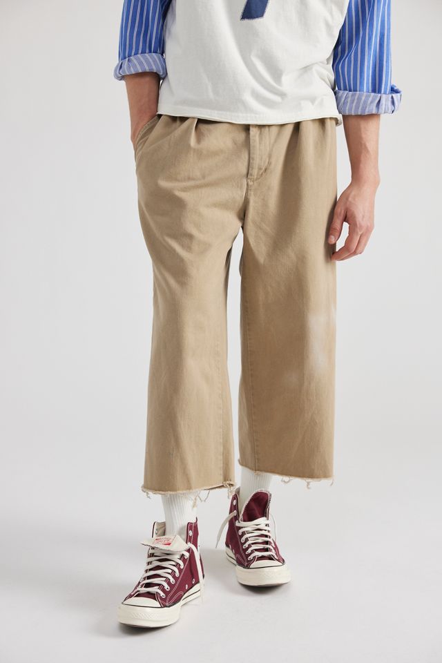 Urban Renewal Remade Long Line Cropped Raw Cut Hem Khaki Pant | Urban ...