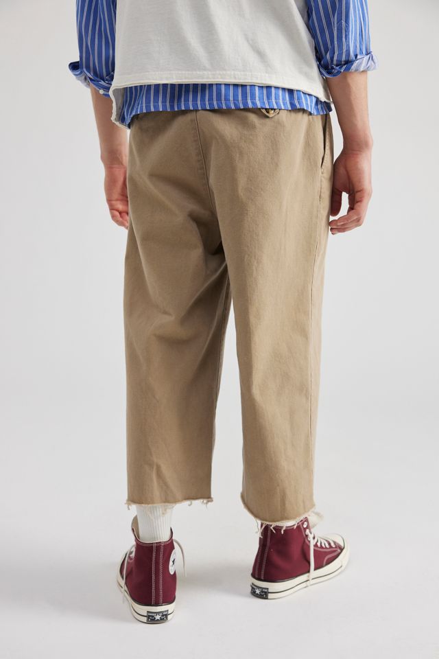Urban Renewal Remade Long Line Cropped Raw Cut Hem Khaki Pant | Urban ...