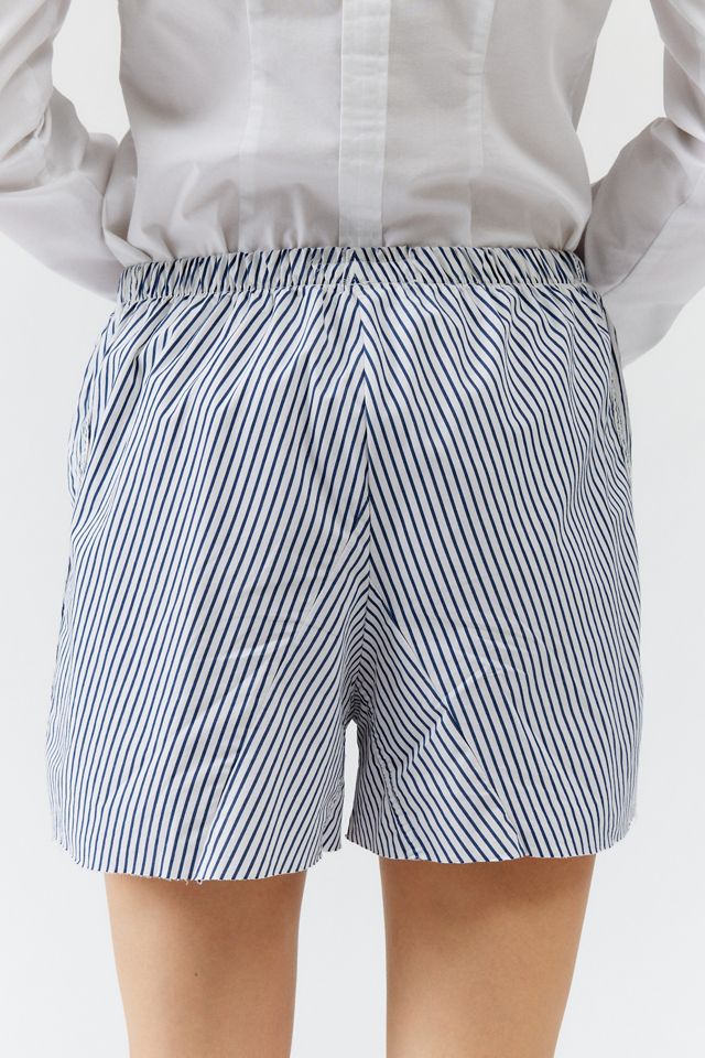 Urban Renewal Remade Striped Raw Cut Hem Boxer Short | Urban Outfitters