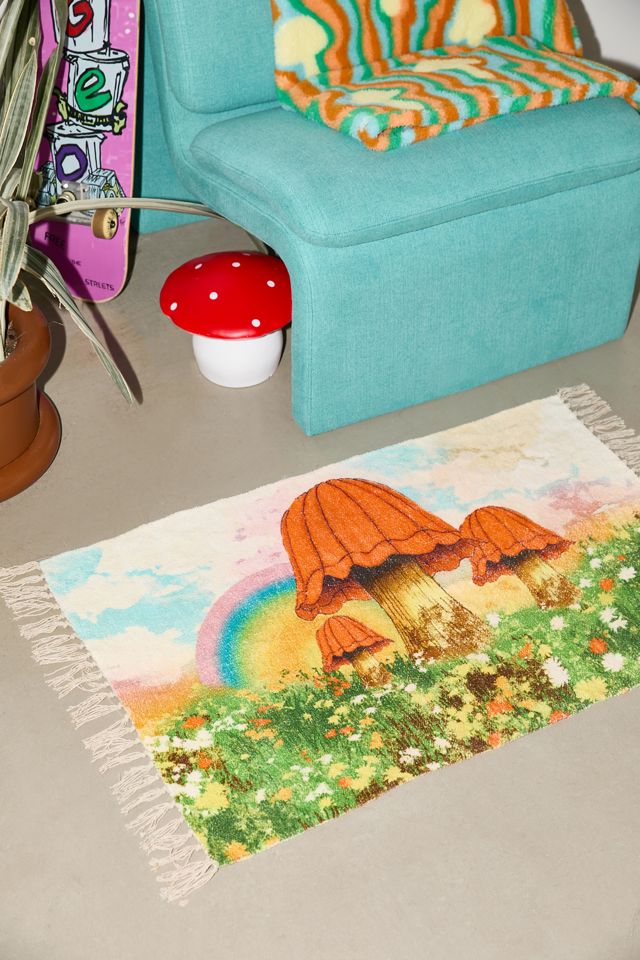 Mushroom Digital Printed Chenille Rug | Urban Outfitters