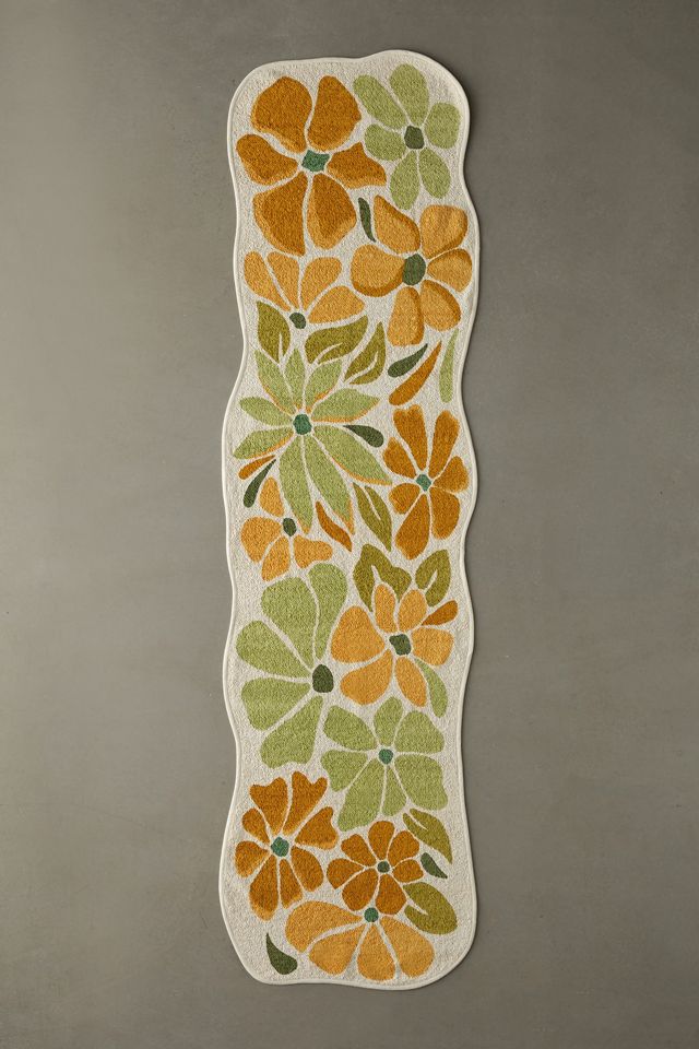 Ravena Floral Shaped Brushed Rug | Urban Outfitters
