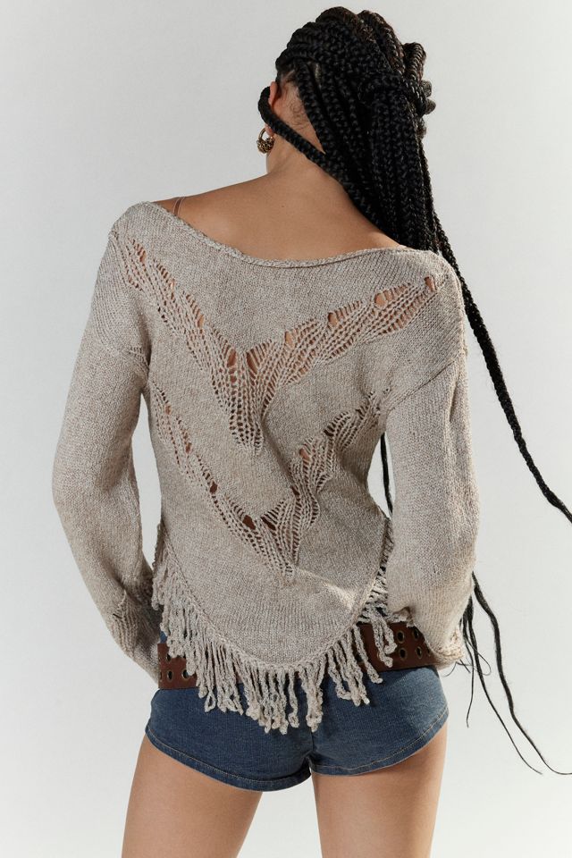 Silence + Noise Taylor Fringe Tunic Sweater | Urban Outfitters Canada