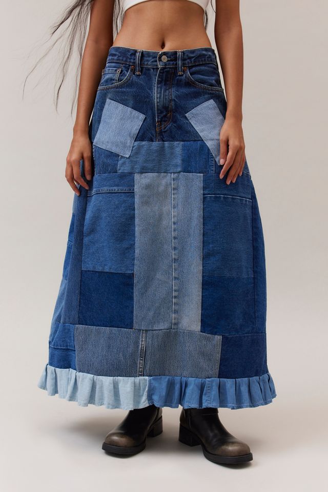 Urban Renewal Remade Denim Patchwork Maxi Skirt | Urban Outfitters Canada