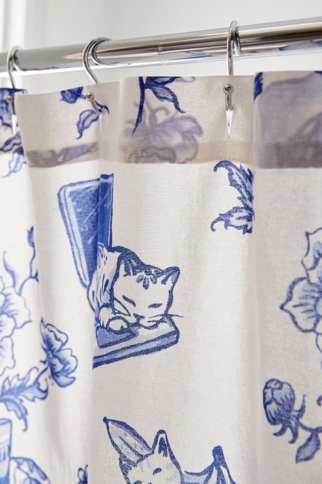 Delft Cat Shower Curtain | Urban Outfitters
