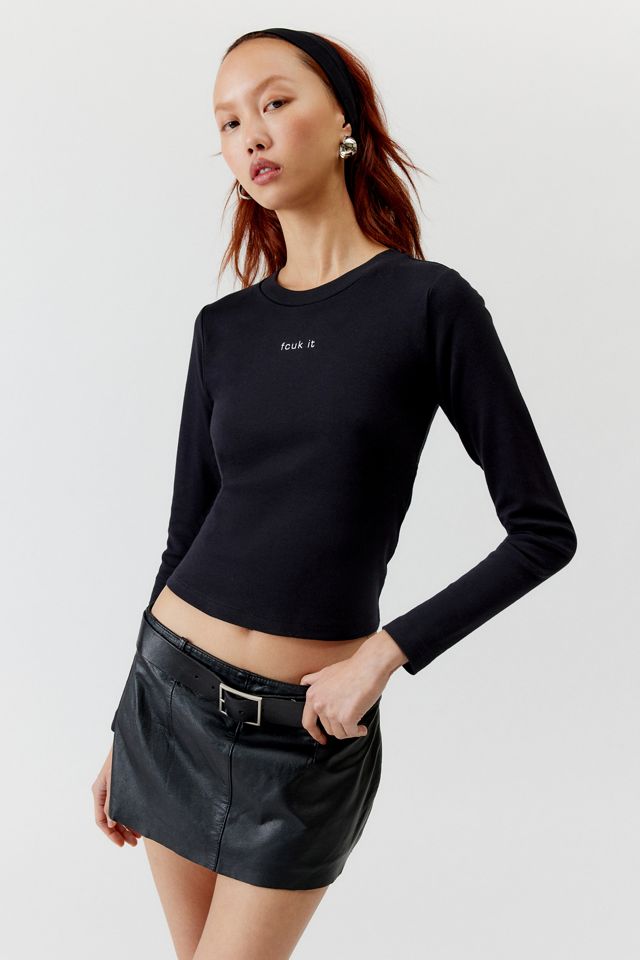 French Connection FCUK It Cropped Long Sleeve Tee | Urban Outfitters Canada
