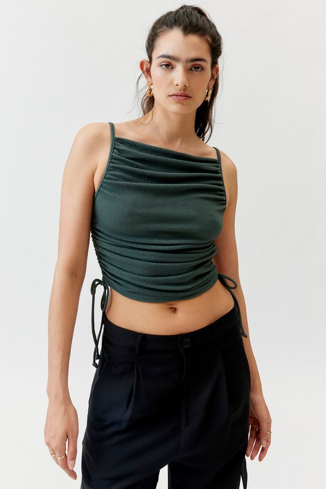 Urban Renewal Remnants Textured Side Ruched Tank Top | Urban Outfitters ...