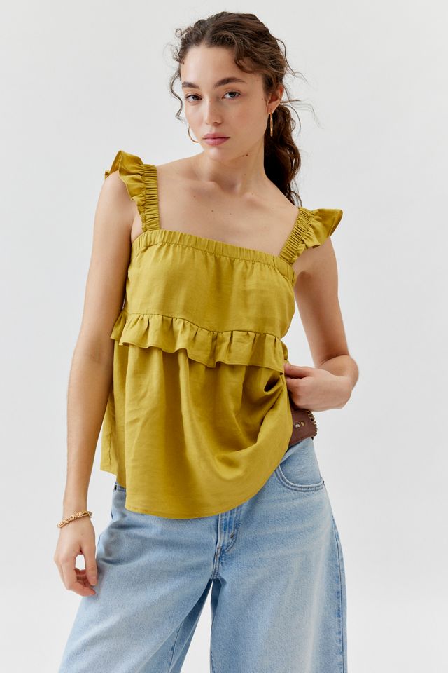 Urban Renewal Made In LA EcoVero™️ Linen Ruffle Tunic Tank Top | Urban ...