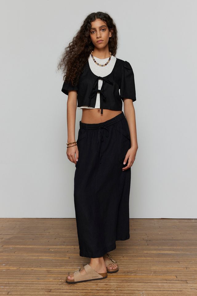 Urban Renewal Made In LA EcoVero™️ Linen Double Tie Top | Urban Outfitters