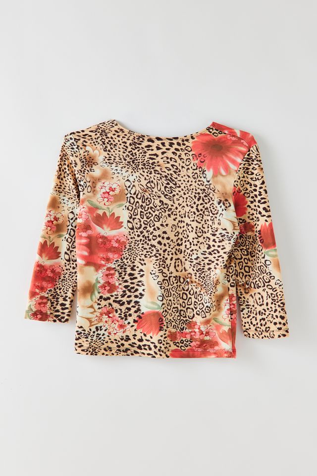Vintage Floral & Leopard Print Long Sleeve Top | Urban Outfitters Canada
