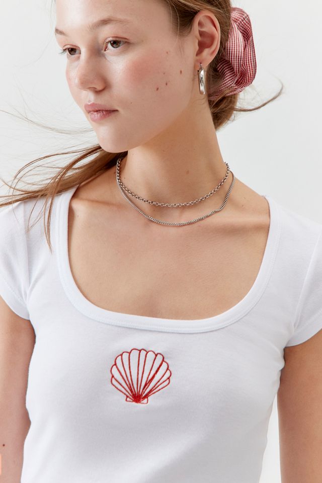 Embroidered Beachy Baby Tee | Urban Outfitters Canada
