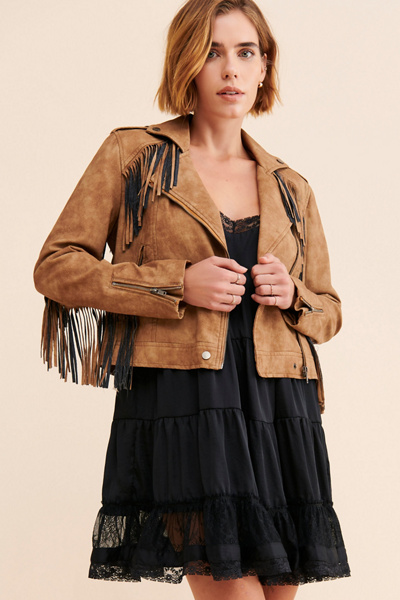 Fate Faux Suede Fringe Moto | Urban Outfitters
