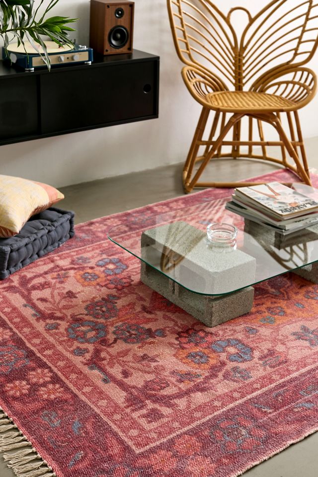 Lina Floral Brushed Rug | Urban Outfitters