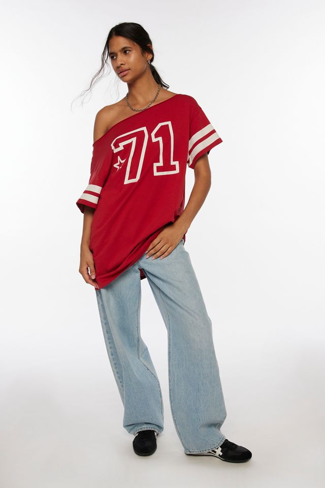 71 Jersey Graphic Off-The-Shoulder T-Shirt Dress | Urban Outfitters