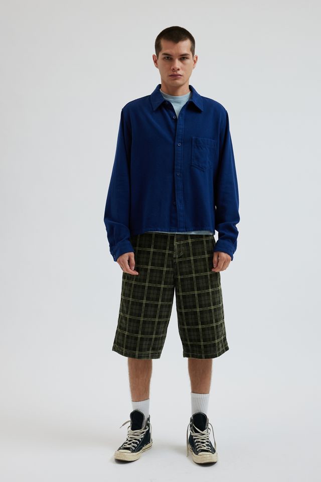 BDG Graphic Print Cropped Long Sleeve Flannel Shirt | Urban Outfitters