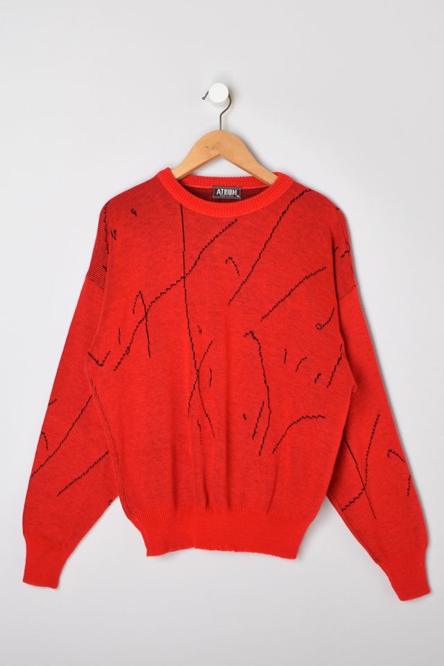 Vintage 70s Red & Black Abstract Sweater | Urban Outfitters