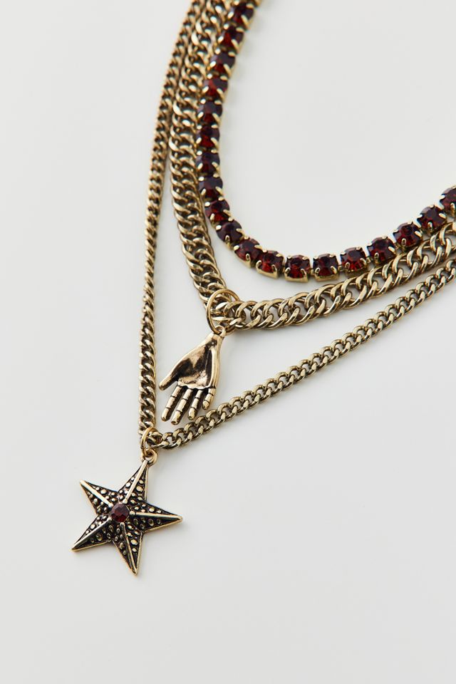 Star Rhinestone Layered Necklace | Urban Outfitters