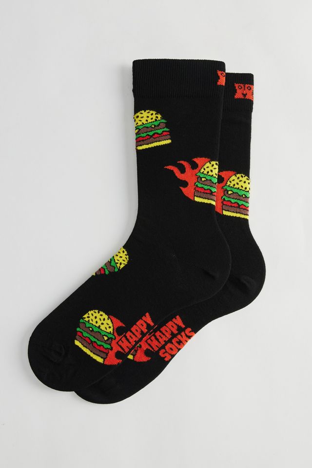 Happy Socks Flaming Burger Crew Sock | Urban Outfitters