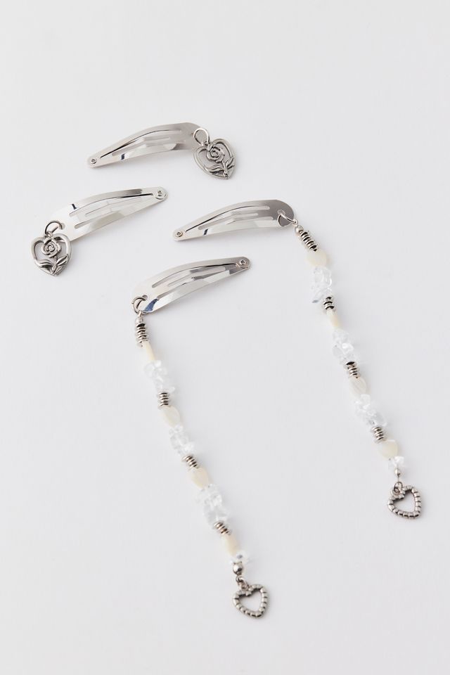 Heart Charm Snap Clip Set | Urban Outfitters