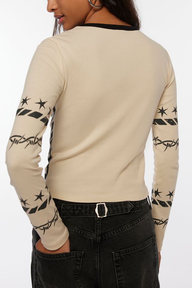 Heart Tattoo Graphic Long Sleeve Ringer Tee | Urban Outfitters