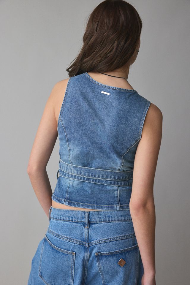 Abrand Dalia City Wrap Denim Top | Urban Outfitters
