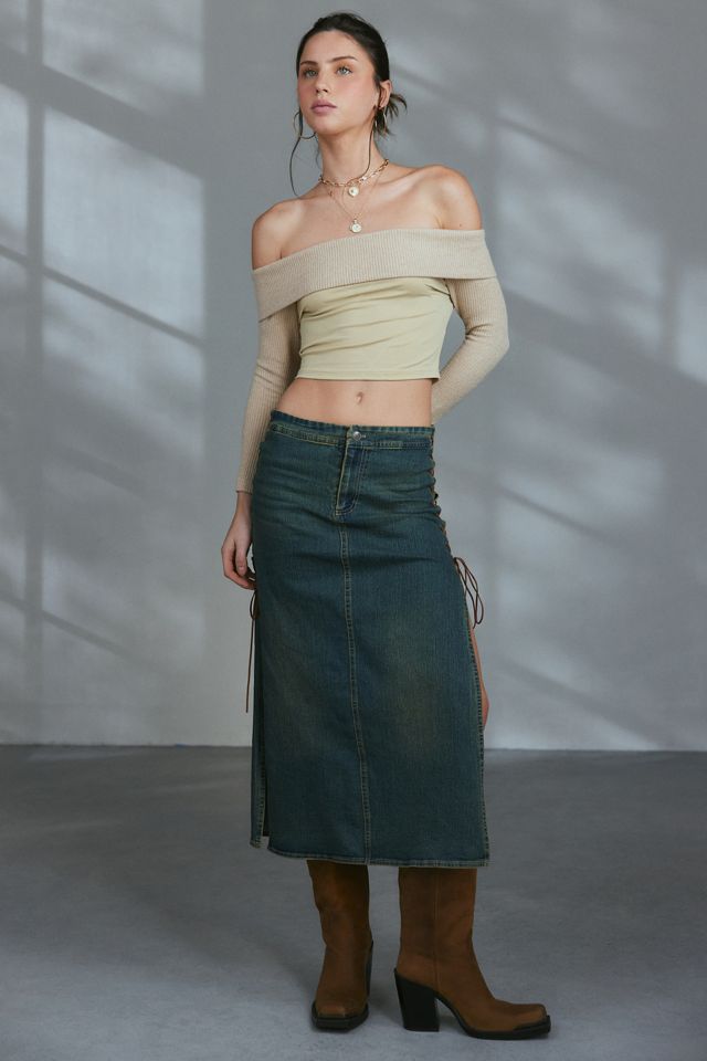 Zemeta Vanilla Powder Off-The-Shoulder Sweater | Urban Outfitters