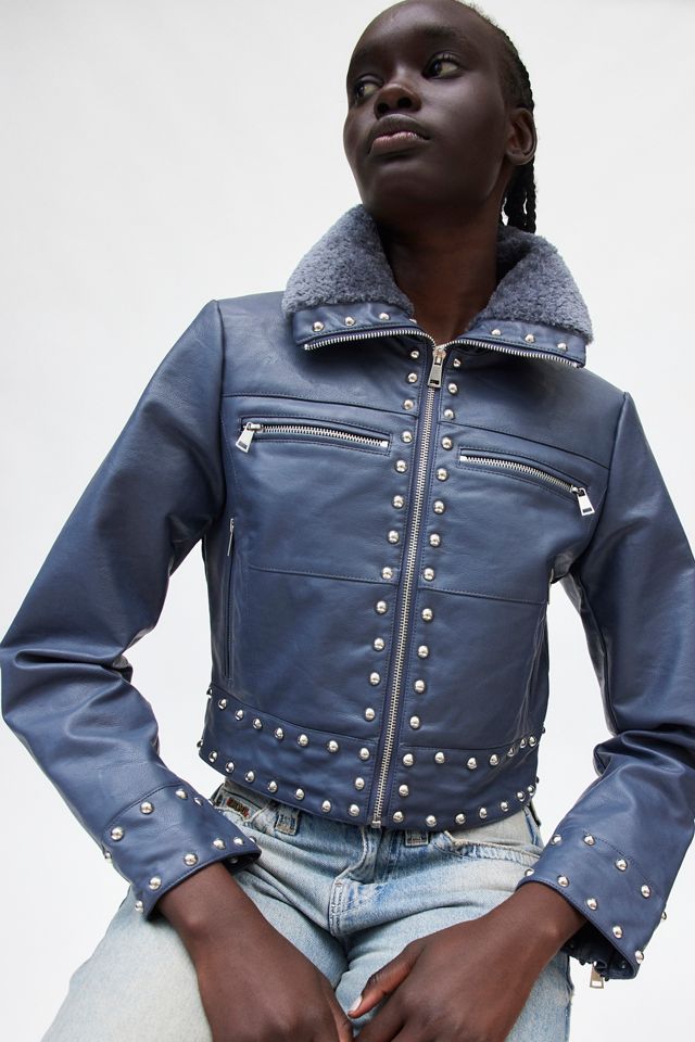 Silence + Noise Studded Faux Leather Jacket | Urban Outfitters