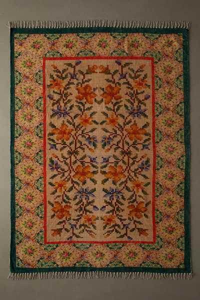 Evelyn Needlepoint Digital Printed Rug | Urban Outfitters