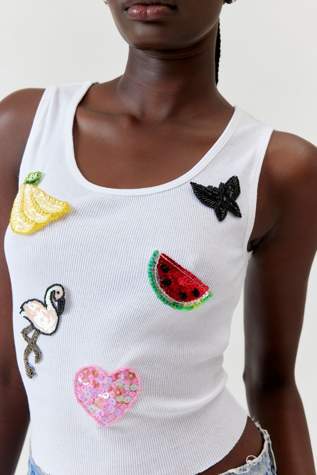 Urban Renewal Remade Sequin Patch Tank Top | Urban Outfitters
