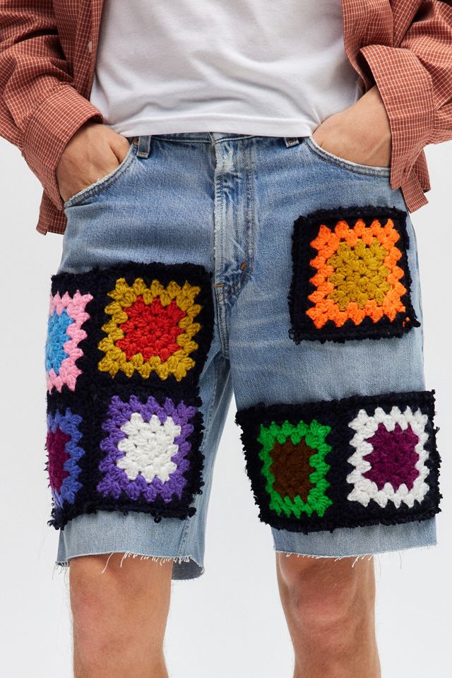 Urban Renewal Remade Levi's® Granny Square Patch Denim Short | Urban ...