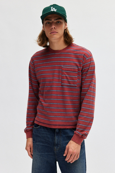 Bdg Bonfire Stripe Cropped Long Sleeve Pocket Tee Urban Outfitters