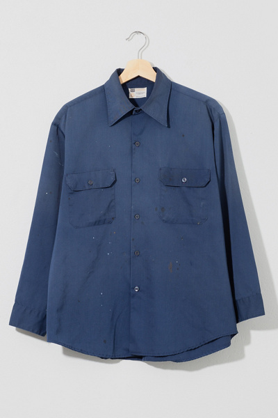 Vintage 1970s Distressed Long Sleeve Button Up Work Shirt | Urban ...