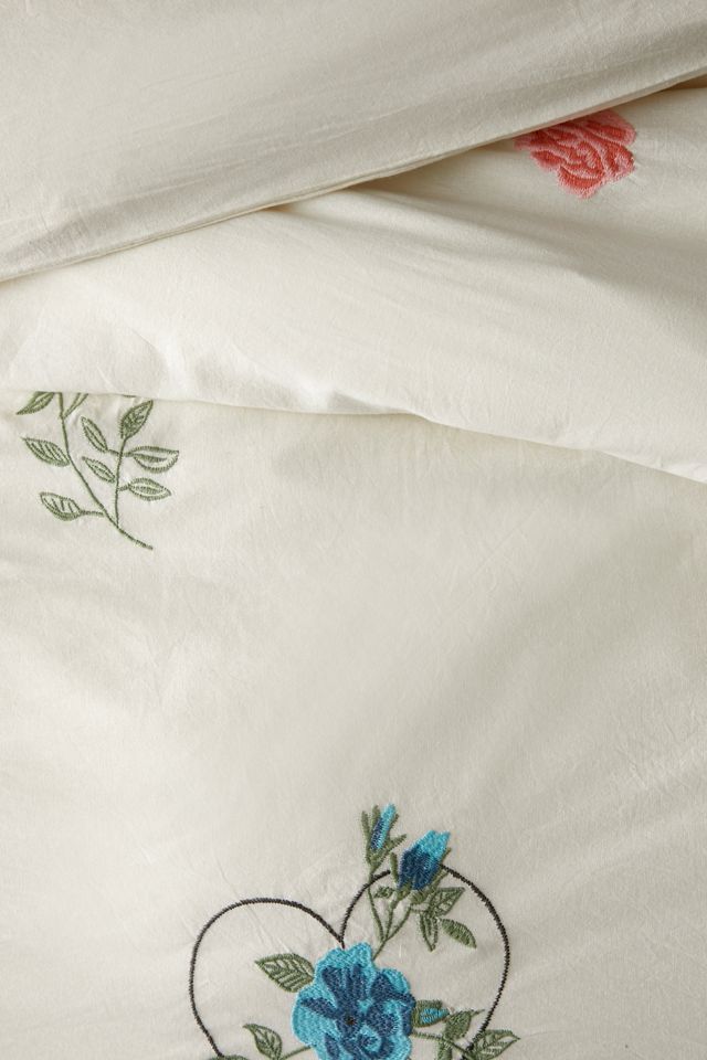Flower Cards Embroidered Duvet Cover | Urban Outfitters
