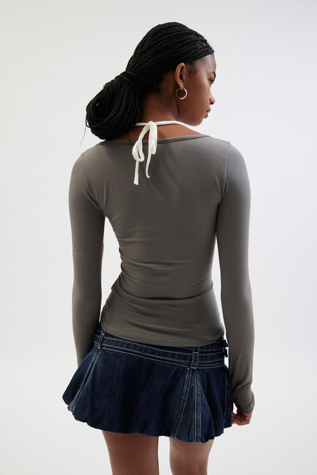 iets frans… Gigi Layered Long Sleeve Halter Top | Urban Outfitters