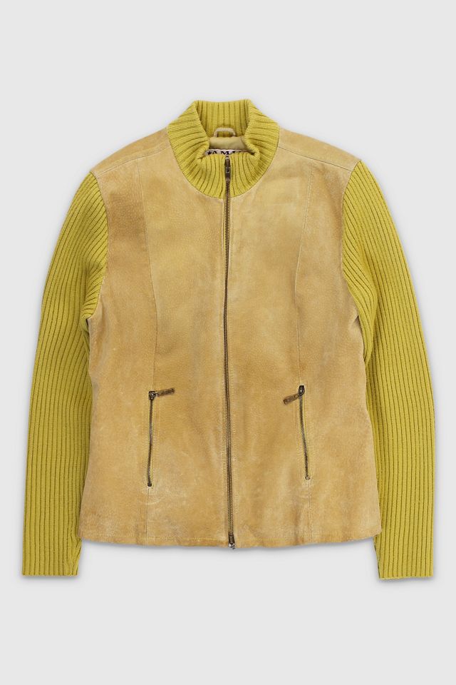 Vintage Y2K Green Suede Sweater Jacket | Urban Outfitters