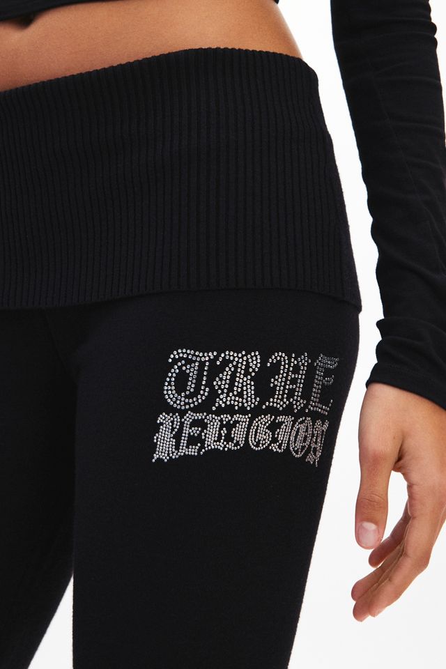 True Religion Crystal Embellished Foldover Sweater Flare Pant | Urban ...