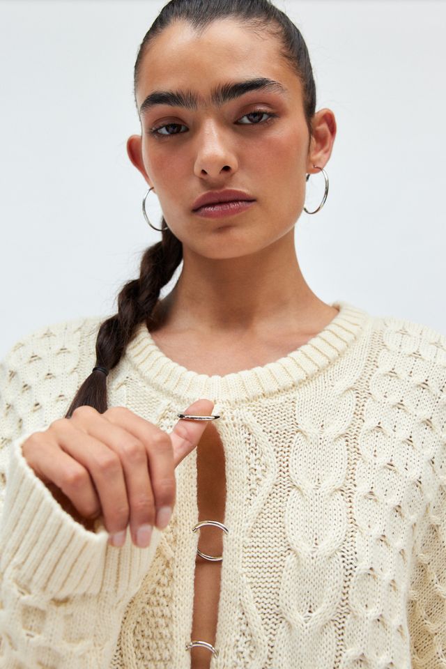 The Ragged Priest Dimensional Cable Knit Split Front Sweater | Urban ...