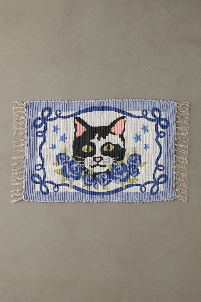 Cat Bouquet Printed Rag Rug | Urban Outfitters