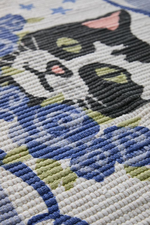 Cat Bouquet Printed Rag Rug | Urban Outfitters