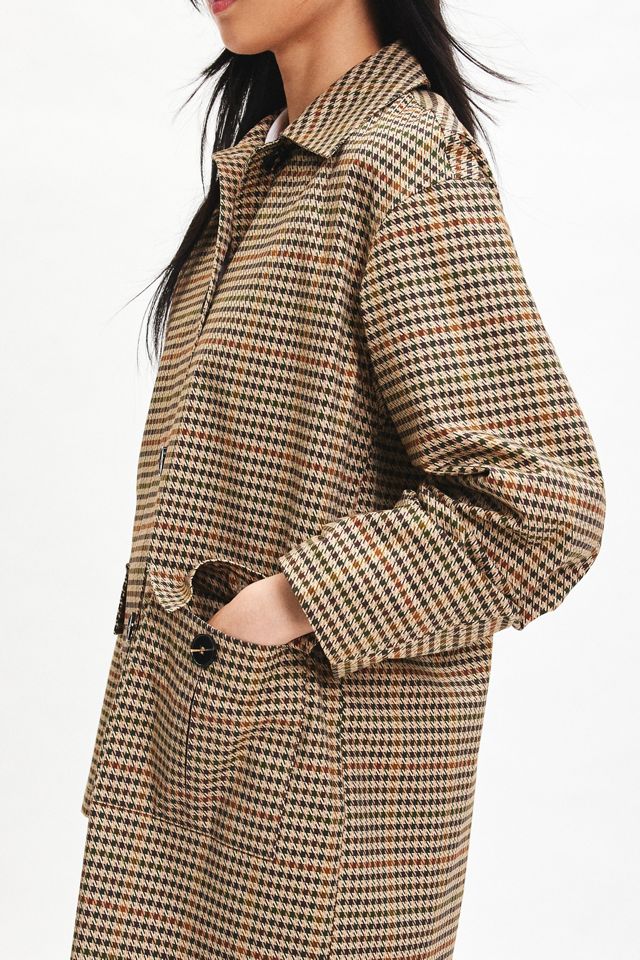 BDG Mac Check Houndstooth Longline Overcoat | Urban Outfitters