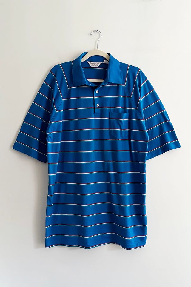 Vintage Oversized Blue Striped Cotton Polo | Urban Outfitters